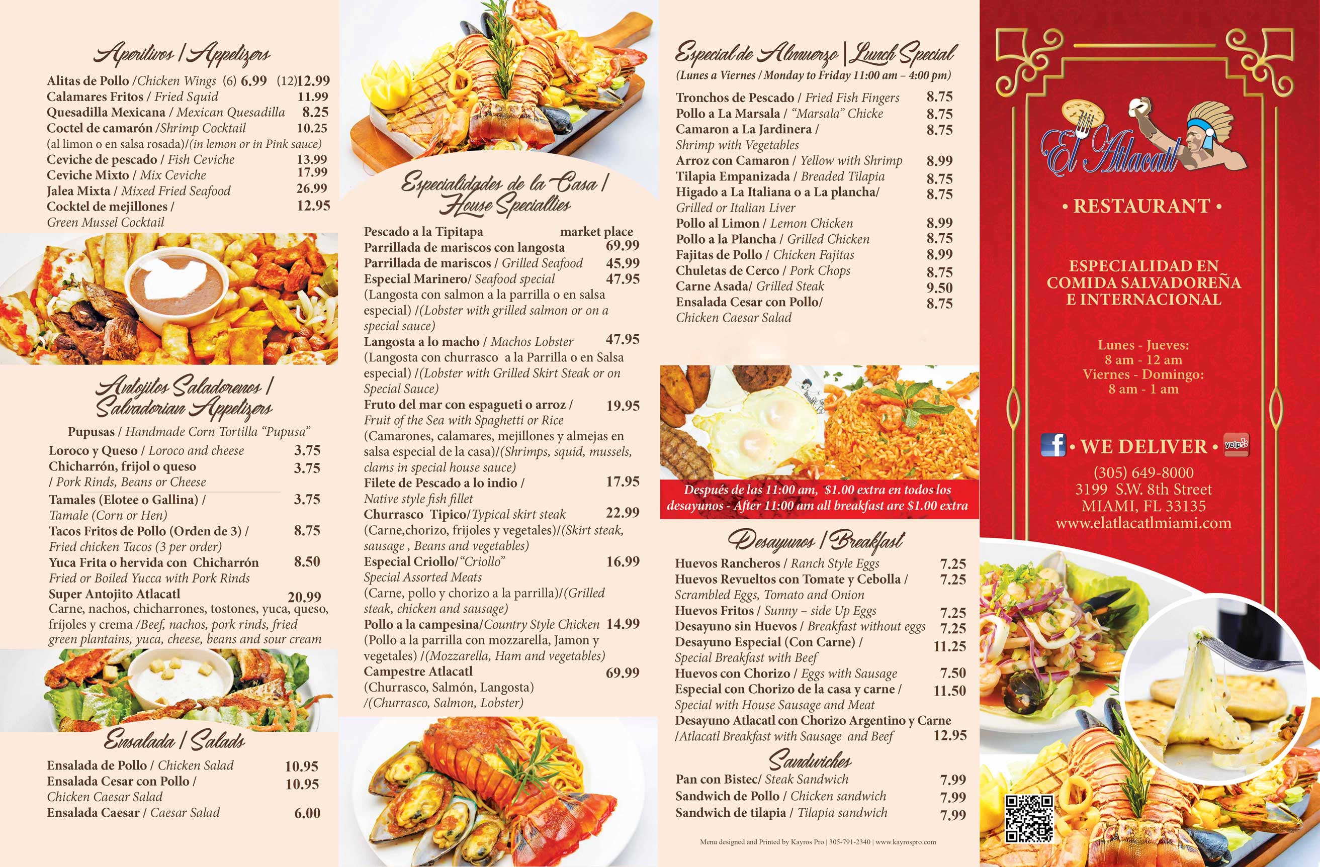 Menu Order – El Atlacatl